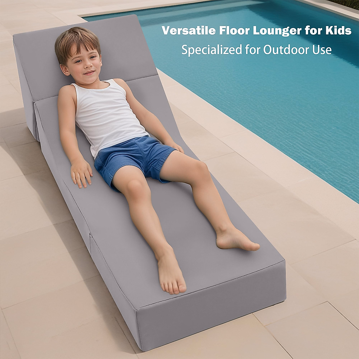 MeMoreCool Lounge Chair Foldable Floor Lounger, Toddler Couch Fold Out Couch Bed, 3-in-1 Folding Children Chair Bed, Pull Out Recliner for Toddlers 1-3, Grey