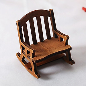 JOINPAYA 2pcs Miniature Dollhouse Rocking Chair 1:12 Scale Wooden Furniture Accessories Tiny Mini House Cake Topper Decoration Chair Model for Fairy Garden