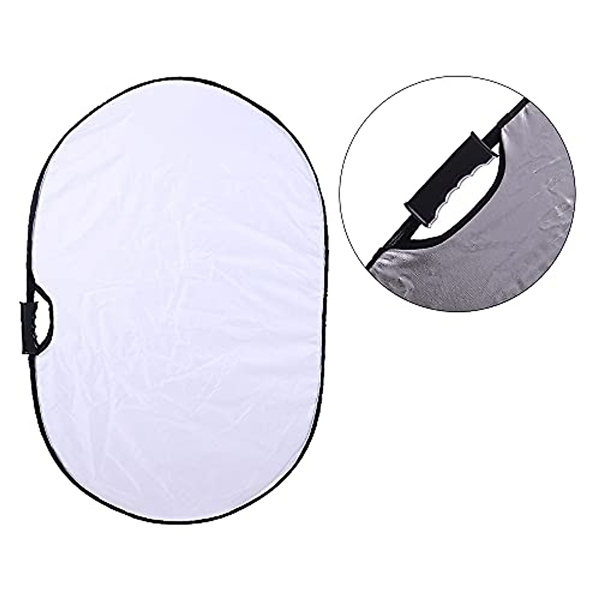 Portable Photography Silver and White Reflector Collapsible 2-in-1 Oval Reflector 23"x35" / 60x90cm Multi-Disc Light Reflector with Handle for Photo Studio Lighting & Outdoor Lighting