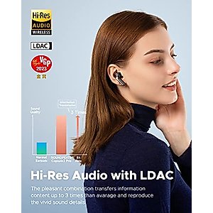 SoundPEATS Capsule3 Pro Wireless Earbuds with Hi-Res and LDAC, 43dB Hybrid Active Noise Cancelling Bluetooth 5.3 Earphones with 6 Mics for Calls, 52 Hours of Playtime, Transparency Mode, Game Mode