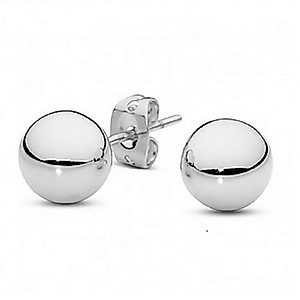 LaTisoro Sterling Silver Ball Stud Earrings in 14mm 100% Hypoallergenic Earrings