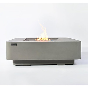 Lucerne Concrete Fire Pit 42".1 x 42 Outdoor Patio Firepit Includes Fire Glass Modern Fire Pits & Outdoor Fireplaces for Garden, Deck, Indoor & Outdoor Heating