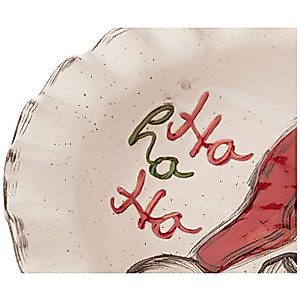 Mud Pie Santa Farm Salad Bowl, 2 Piece Set, White, 46000178, tray 3" x 13" | spoon 12"