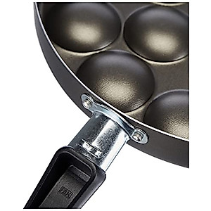 patisse Poffertjes Pan Set with Recipes Mixing Bottle and Reeds, Aluminium, Black, 25 cm 6 Units