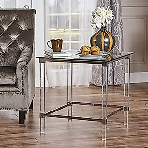 Christopher Knight Home Orianna Acrylic and Tempered Glass Square Side Table, Clear, 24 in x 24 in x 24 in