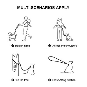 Hands Free Dog Leash 7.5ft Rope Crossbody Dog Leash Reflective for Large Medium Dogs Walking, Jogging and Running