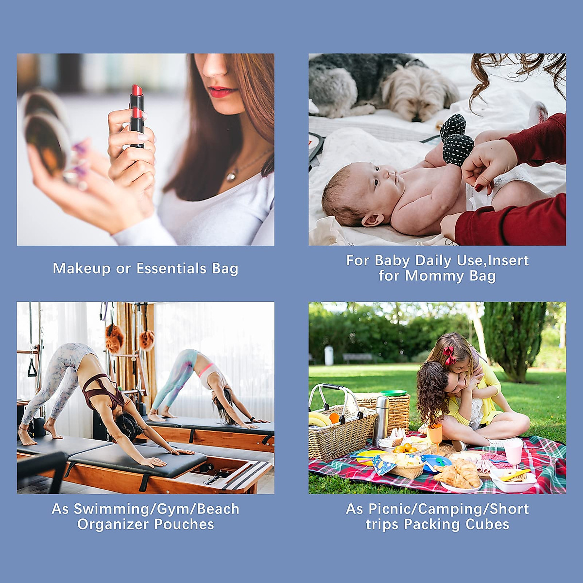 TRENDPLAY Diaper Bag Organizer - Classify Bag for Baby and Mom, Ideal As Travel Weekender Bag, Labor, Cosmetic Bag, Toiletry Bag, Sports Pounch£¬ 3 Pieces Defferent Bags