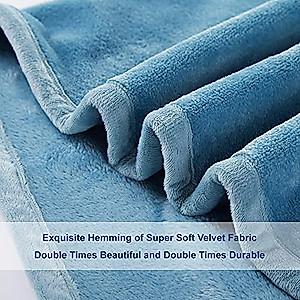 Surii Home Luxury Microfiber Flannel Blanket, Super Soft, Warm, Cozy, Fluffy, and Breathable, Perfect Throws for Bed, Couch, Sofa, for All Season Use. 350GSM Travel Size 50x60 Inches(Sky Blue)