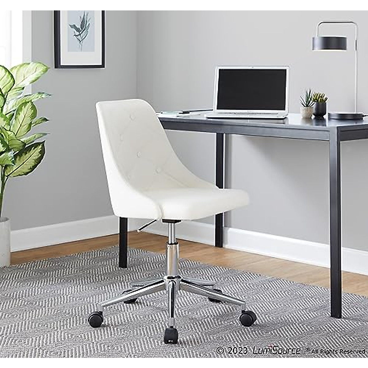LumiSource Marche Task Chair, Home Office Chair with Wheels, Leather Desk Chair, Computer Chair, Home Office Desk Chair Comfy, Contemporary Desk Chair
