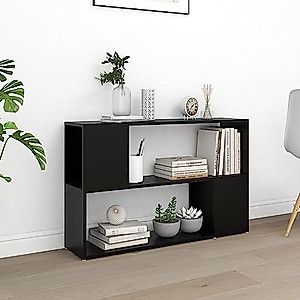 VRAXO Book Cabinet Black 39.4"x9.4"x24.8" Engineered Wood,Bookcases & Standing Shelves-29.26lbs