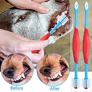STSAIL 2PCS Dog Toothbrush 360 Degree Dog Tooth Brush, Dual Head Dog Tooth Brushing Kit Non Slip Toothbrush for Dogs and Cat Teeth Clean Pet Toothbrush Dental Care