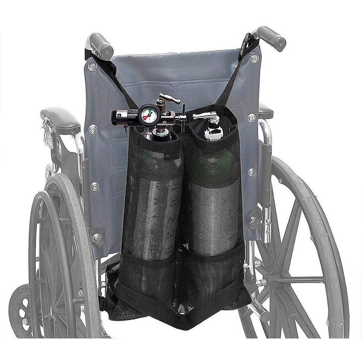 MHKGIOA Double Oxygen Cylinder Bag - Wheelchair Oxygen Tank Bag for D and E Cylinders Bottle - Oxygen Backpack Holder for Wheelchair & Walker