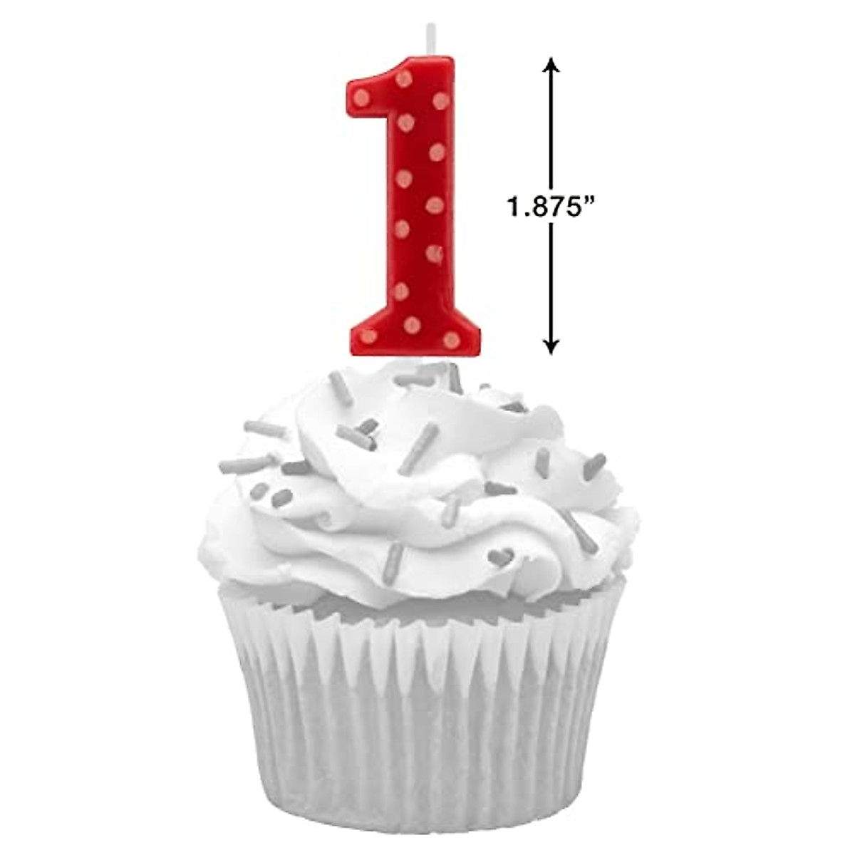 Papyrus Number 1 Birthday Candle, Red Polka Dots (1-Count)