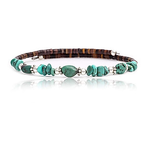 $80Tag Certified Navajo Native Natural Turquoise Adjustable Wrap Bracelet 12732-14 Made By Loma Siiva