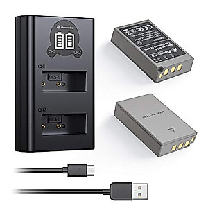 Powerextra 2 Pack Battery & Dual USB Charger with Smart LCD Display for Olympus BLS-5, BLS-50, PS-BLS5 and Olympus OM-D E-M10, Pen E-PL2, E-PL5, E-PL6, E-PL7, E-PM2, Stylus 1
