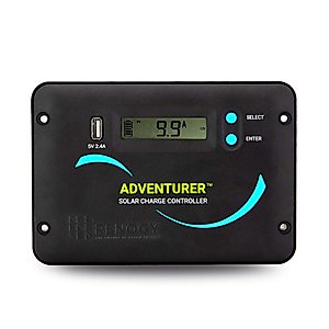 Renogy 30A 12V/24V PWM Solar Charge Controller with LCD Display Flush Mount Design Negative Ground, Compatible with Sealed, Gel, Flooded and Lithium Batteries, Adventurer 30A,black