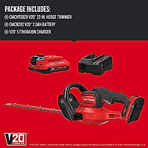 CRAFTSMAN V20* Cordless Hedge Trimmer, 22-Inch (CMCHTS820D1)
