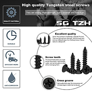 #8 x 2 Inch Wood Screw 100PCS Black Phosphate Coated Stainless Flat Truss Head Fast Self Tapping Drywall Screws by SG TZH