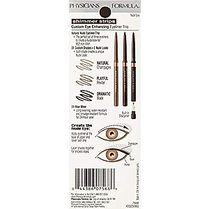 Physicians Formula Shimmer Eyeliner Pencil Set Of 3, Black, Dark Brown, Brown, Custom Eye Enhancing Eyeliner Trio, Dermatologist Approved