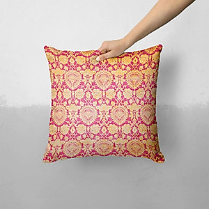iiRov Antique Red and Orange Cauliflower Damask Pattern - Custom Decorative Home Decor Indoor or Outdoor Throw Pillow Cover for Sofa, Bed or Couch Cushion (Pillow CASE Cover ONLY)