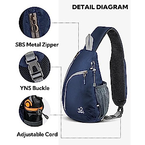 WATERFLY Crossbody Sling Bag Small Water Resistant Backpack Lightweight Shoulder Chest Daypack for Men Women Hiking Travel