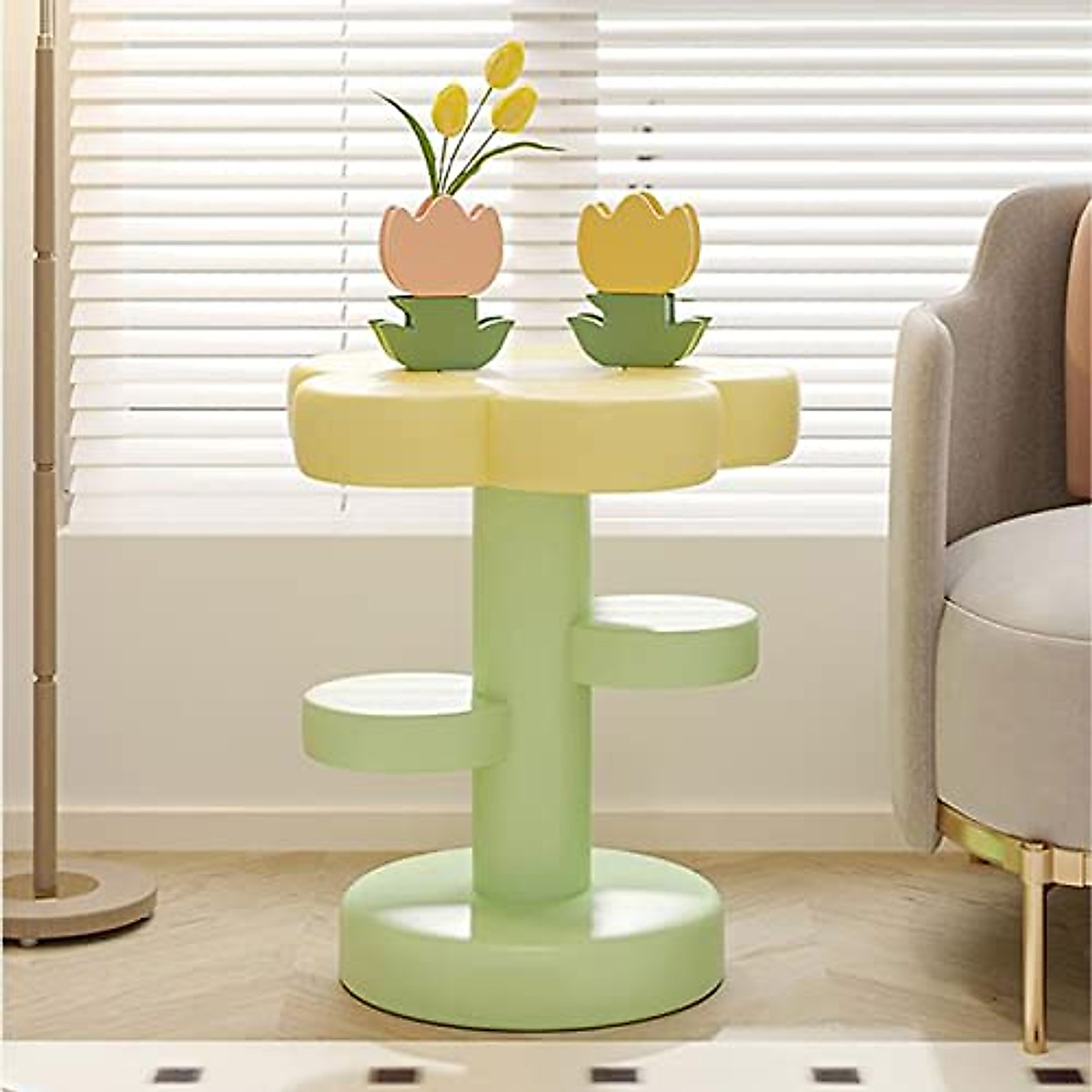 VejiA End Table Unique Flower Shaped Side Table, Small Accent Nightstand, Couch Table End Table Bedside Tables, Living Room Coffee Table, and Sofa Table 20.4 * 23.6 Inches Sid