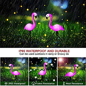 3 Pieces Garden Outdoor Flamingo LED Stake Lights Solar Powered Waterproof for Garden, Lawn, Patio, Pond, Backyard Decor