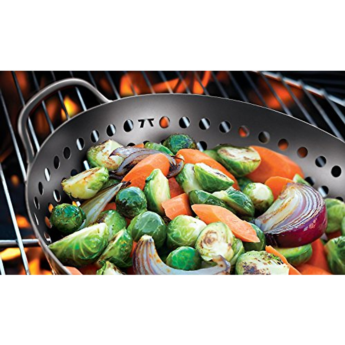Outset QD70 Non-Stick Round Grill Wok Black 10.75 inch diameter