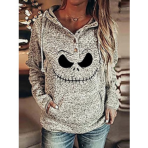 MORCHOY Womens Nightmare Before Christmas Sweatshirt With Pocket, Xmas Jack Skellington Hoodie Sweater Outfits for Women (D-Xmas-white, 3XL)