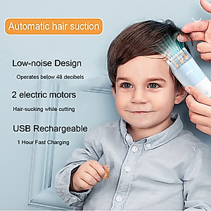 OPENBEAUTY Electric Hair Clipper for Men Kids Baby,Light Vacuum Hair Trimmer with Automatic Hair Suction,Waterproof Rechargeable Cordless Haircut Machine Toddler Professional Haircut Kit