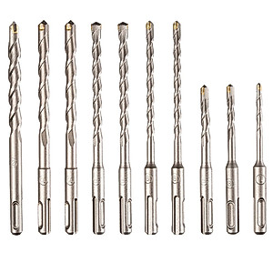 Kanizz Portable Construction Drill Bits SDS Plus Rotary Hammer Drill Bits Concrete Masonry Hole Universal Tool Set, Set of 20pcs