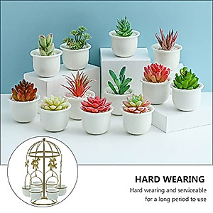 Happyyami 1 Set Carousel Flower Pot Carousel Pot Carousel Planter Mini Cactus Pot Ceramic Flower Carousel Plant Stand Ceramic Planter with Stand Coat Hanger Wrought Iron Office Succulents