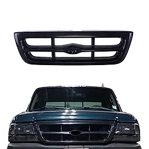 JustDrivably Replacement Parts Front Grille Grill Assembly With Black Shell And Insert Compatible With 1998-2000 Ford Ranger FO1200344 F87Z8200FA