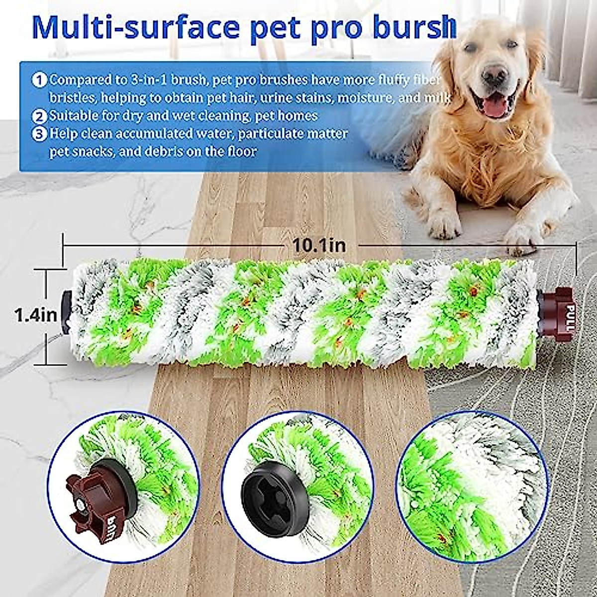 Filter Brush Replacement Compatible with Bissell CrossWave, 4 Brush Roll 1868 + 3 Vacuum Filter 1866, Compare to Part 1608683, 160-8683, 1608684