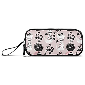 Pencil Case Large Big Capacity Cartoon Cat Kitten Pink Pencil Bag for Girls Boys Zippers Pen Bag Holder Pouch Box Makeup Bag 3 Compartment Portable Stationery Storage for College Students School