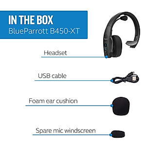 BlueParrott B450-XT Noise Cancelling Bluetooth Headset – Updated Design with Long Wireless Range, Up to 24 Hours of Talk Time & IP54-Rated Wireless Headset (Renewed)