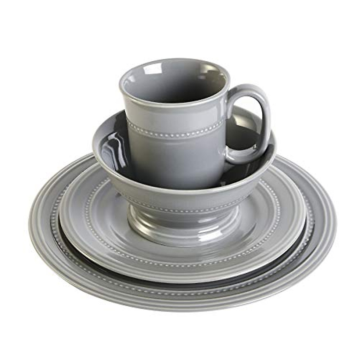 Gibson Elite Barberware 16 Piece Dinnerware Set, Gray