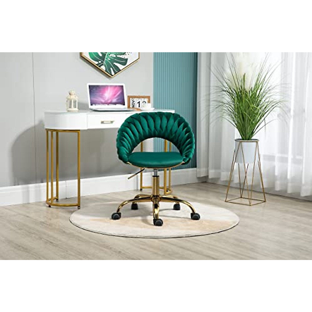 FATFISH Computer Chair Office Chair Adjustable Swivel Chair Fabric Seat Home Study Chair