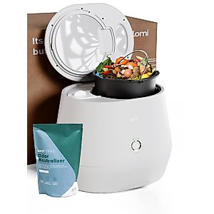 Lomi 1.3 – 3L, Electric Composter (45 Cycles), World’s First Smart Waste That Turns Waste into Natural Fertilizer with a Single Button, Indoor Compost - Kitchen Food Recycler (White, Lomi 1.3)