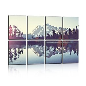 Olanglab Decorative Acoustic Panels Art, 8 Pack 48''x32'' Acoustical Soundproof Wall Panels, Sound Absorbing Acoustic Panels Self Adhesive, Studio Acoustic Treatment, Lake and Mountain