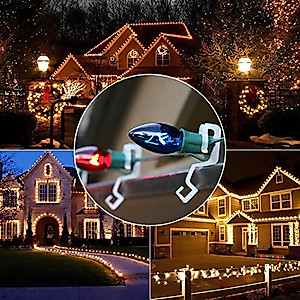 Christmas Light Clips, 150 PCS Omni All-in-One Outdoor Gutter Clips Compatible with C9, C7, C6 Light Strings, Gutter Hooks for Roof, Gutters or Shingles