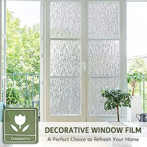 FEOMOS Window Privacy Film, Static Cling Window Film Frosted Window Decals, Decorative Glass Vinyl, ICY Flame Patterned Films for Windows Doors 35.4x78.7 inches