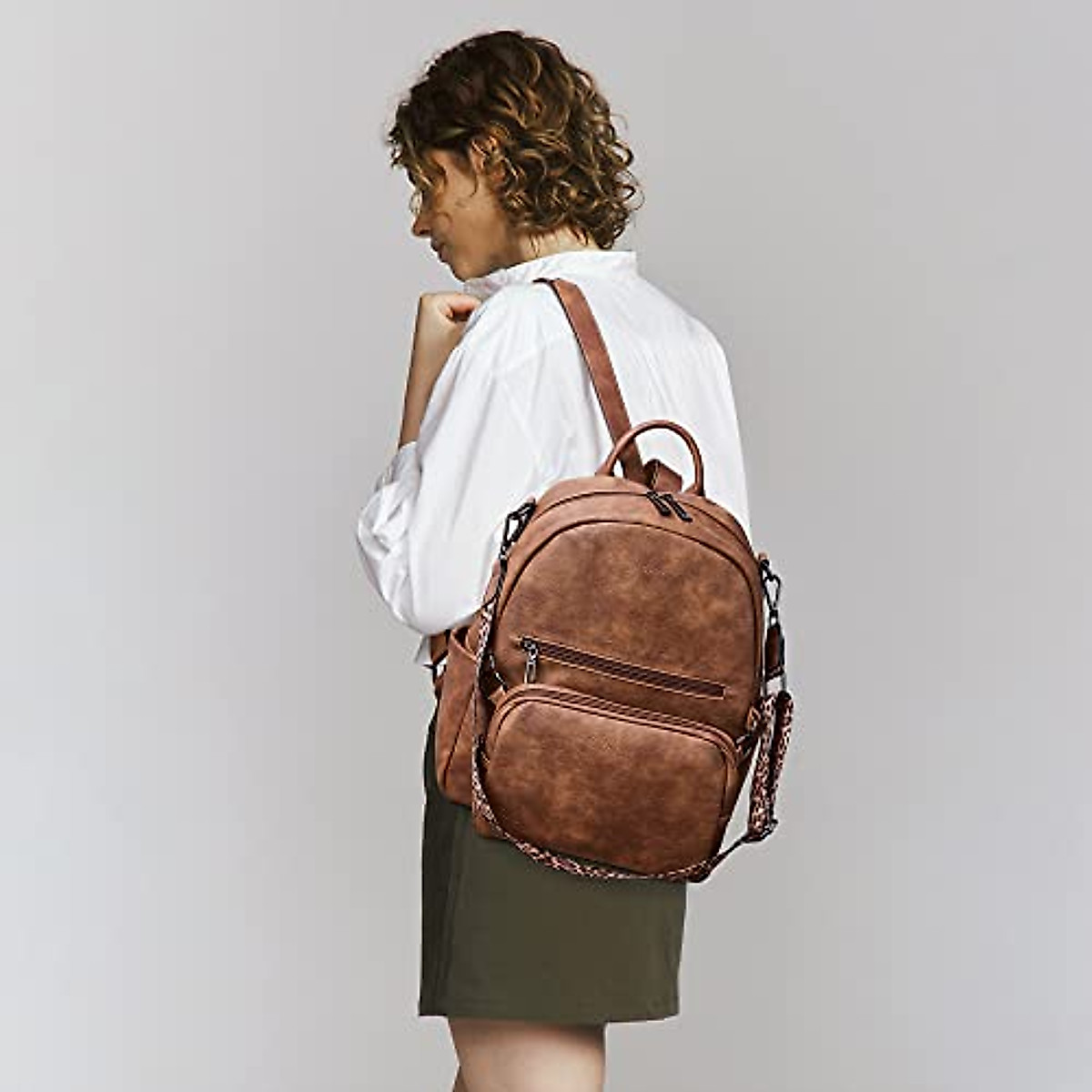 YIQUN Backpack Purse for Women, Leather Purse Backpack Shoulder Bag Designer women backpack Travel Backpack with Belt Bag