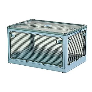 UNDERCURRENT SURGING Collapsible Storage Bins,Storage Bins with Lids,Stackable 8.2Gal Folding Storage Box (18 Gal, Blue 1 Pack)
