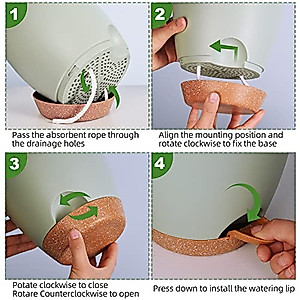 Vanslogreen Plant Pots Indoor 7/6.5/6/5.5/5 Inch Self Watering Planters for Indoor Plants with Drainage Hole, Plastic Flower Pot for Succulents, African Violet (Green)