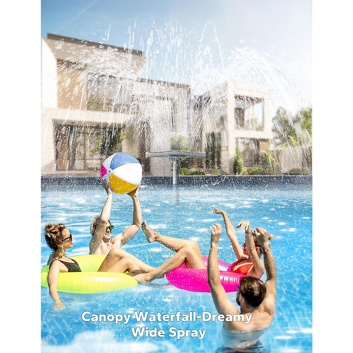 POOLHACKER Pool Fountains for Above and In-ground Pools, Adjustable Whale Tail Waterfall Wide Width Pool Sprinkler Fountain for Relaxation & Cooling 10-20 Degrees, Swimming Pool SPA Accessories