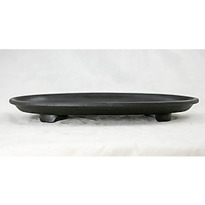 2 Oval Plastic Humidity/Drip Tray for Bonsai Tree and House Indoor Plants 9.5"x 6.5"x 1" - Black