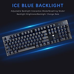 Hexgears G5 2.4G Wireless Mechanical Keyboard 104 Key, Wireless and Type-C Wired Connection, Full-Size, Blue Backlit, Windows and Mac OS Compatible Black Keyboard Kailh Box White Switches