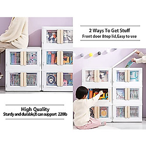 3Pcs Lidded Home Storage Bins with Lids for Cabinet 8.5Gal Stackable Closet Organizer on Wheel for Clothes Organizing Containers with Handle,Collapsible Storage Box for Snacks Pantry Bedroom Dorm