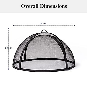 SUNCREAT Heavy-Duty Fire Pit Screen, Steel Mesh Round Spark Screen with Handle, 36 Inch